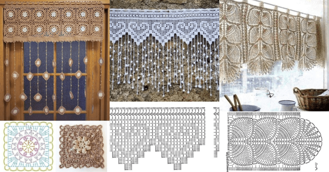 Wonderful ideas of crochet curtains for the kitchen with graphic ...