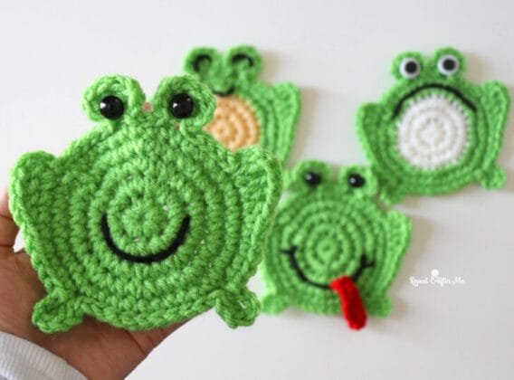 Crochet Frog Coasters - Free Pattern - Hand Crafted