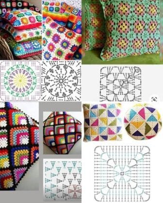 Stylish Cushions Made with Crochet Squares - Free Patterns - Hand Crafted