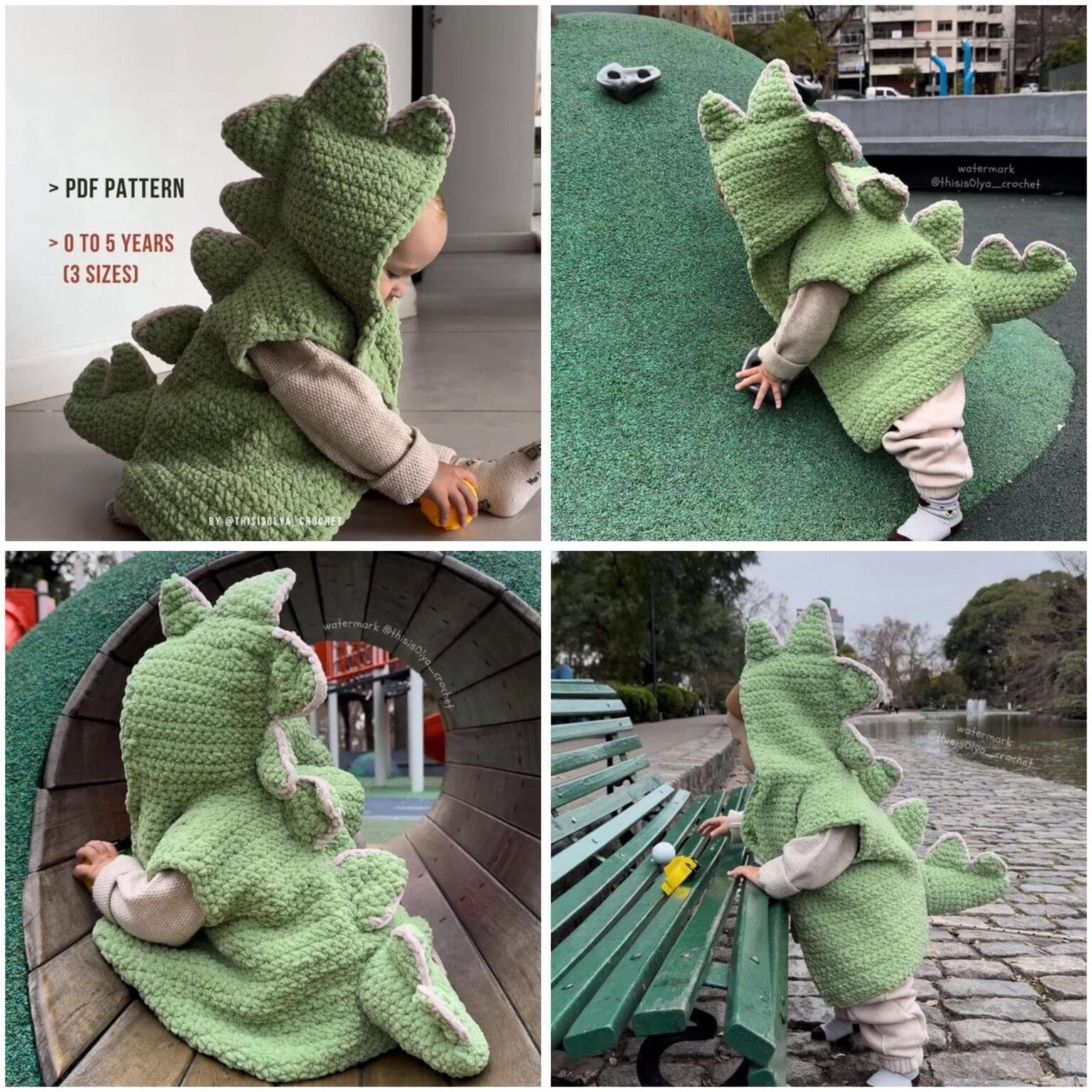 Cute Dinosaur Crochet Vest Pattern for Kids 0–5 Years - Hand Crafted