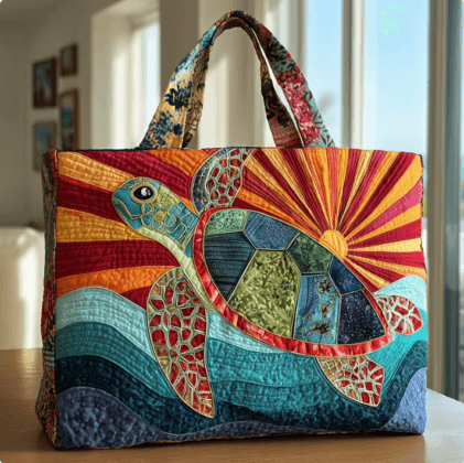 Turtle Sunrise Pattern Quilt - Hand Crafted