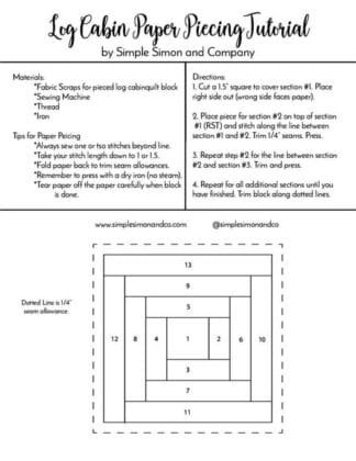 Log Cabin Quilt Pattern - Hand Crafted