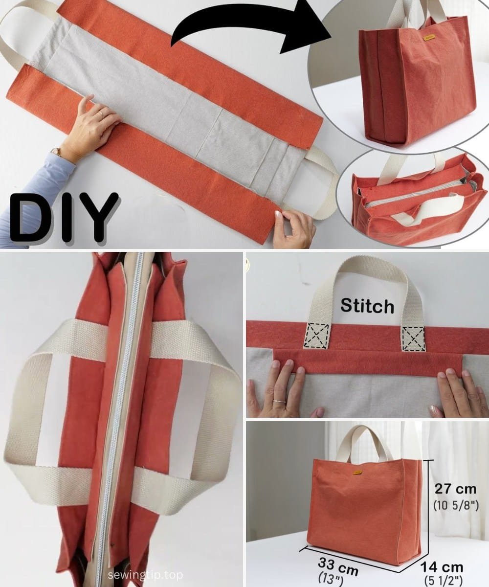 Tips for sewing a simple zipper tote bag Tutorial - Hand Crafted