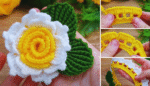 Crochet Rose 3-Color Pattern - Hand Crafted