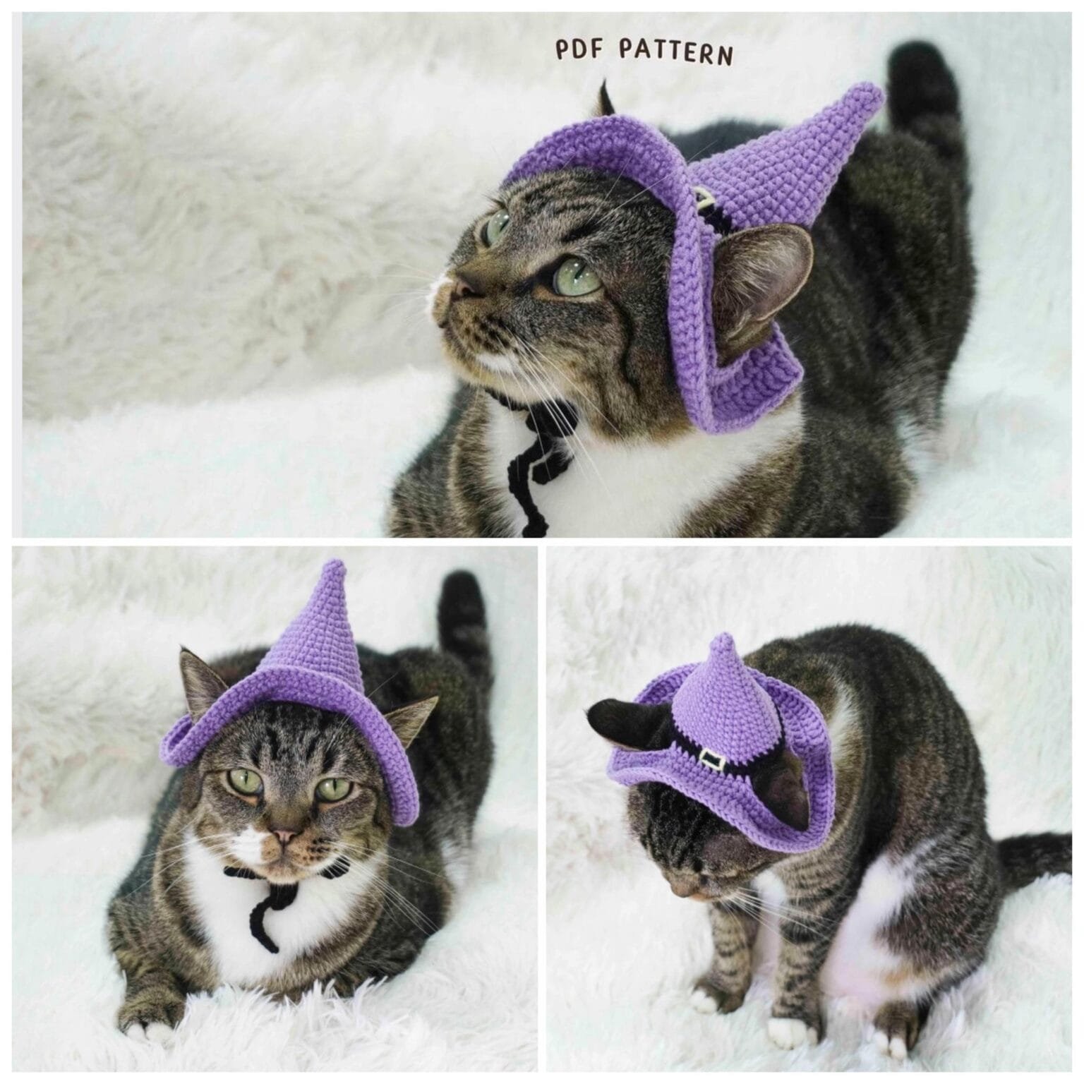 A crochet witch hat for a cat Pattern - Hand Crafted