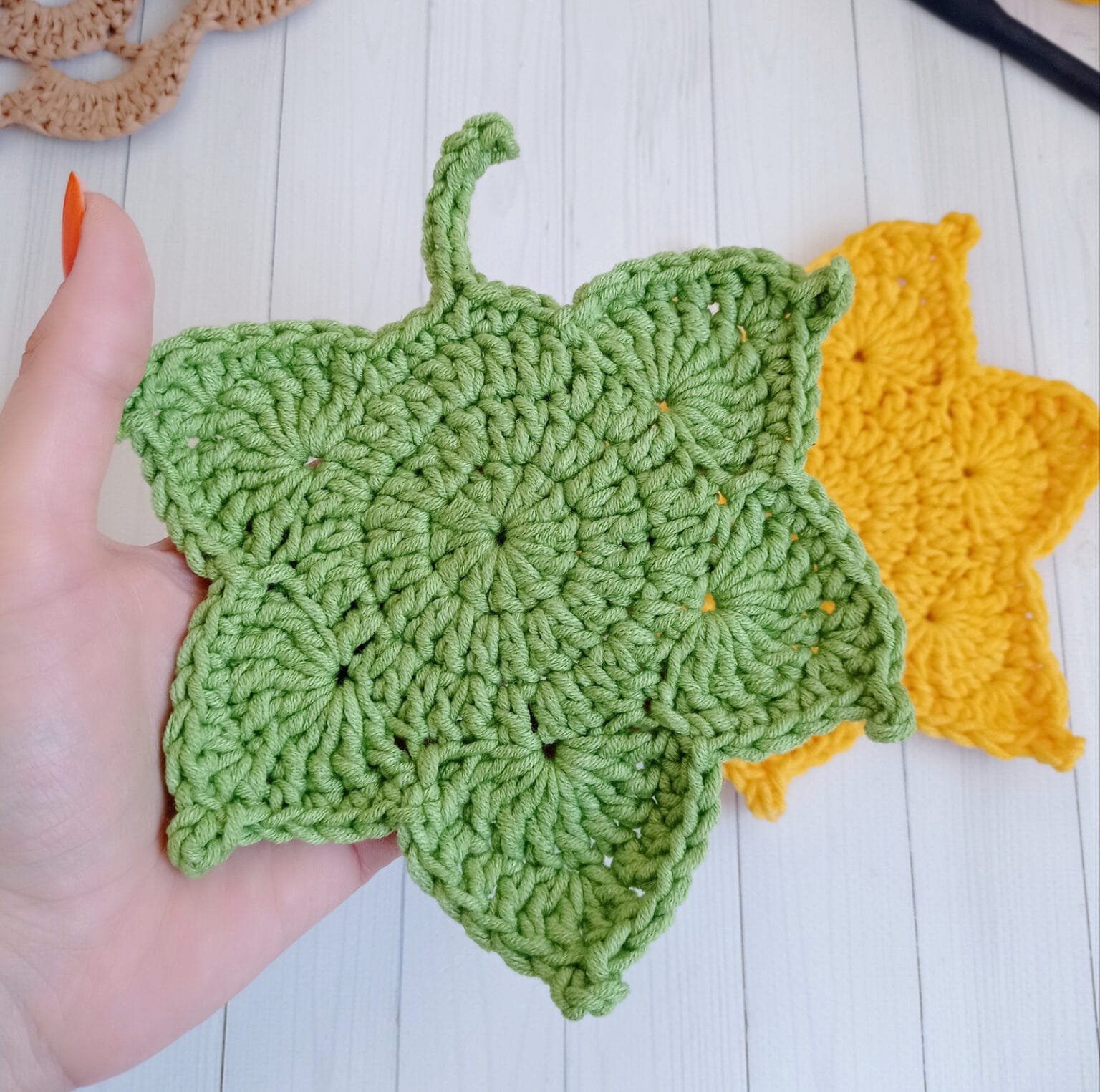 Leaf Coasters Free Crochet Pattern - Hand Crafted