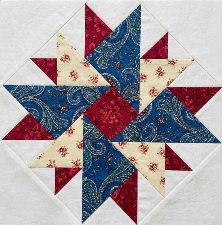Double Aster Block Quilt Block Pattern - Hand Crafted