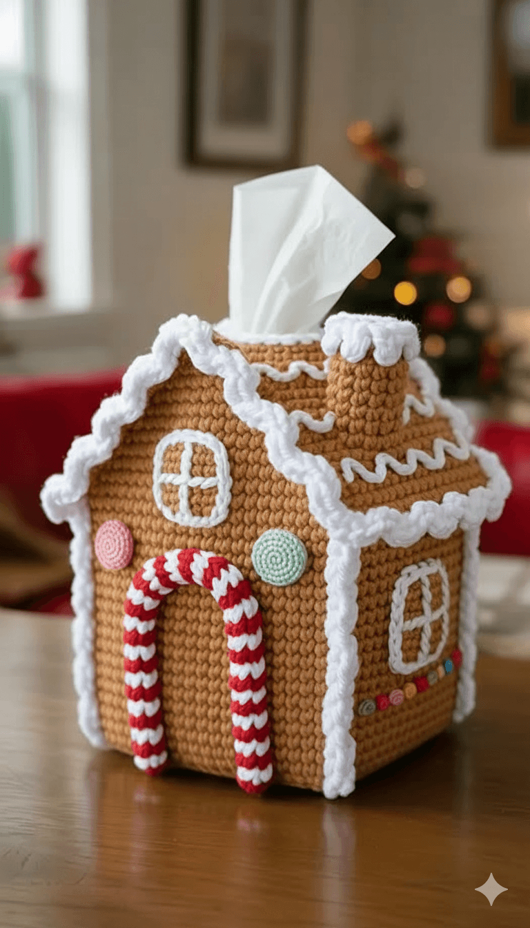 Gingerbread House Tissue Box Cover Pattern - Hand Crafted