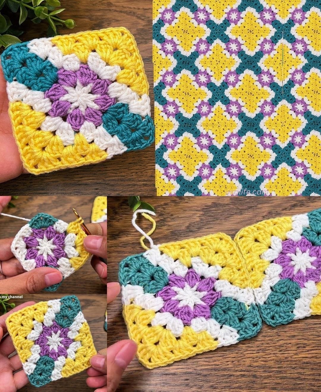 Crochet Colorful Diamond C2C Square Motif Pattern - Hand Crafted