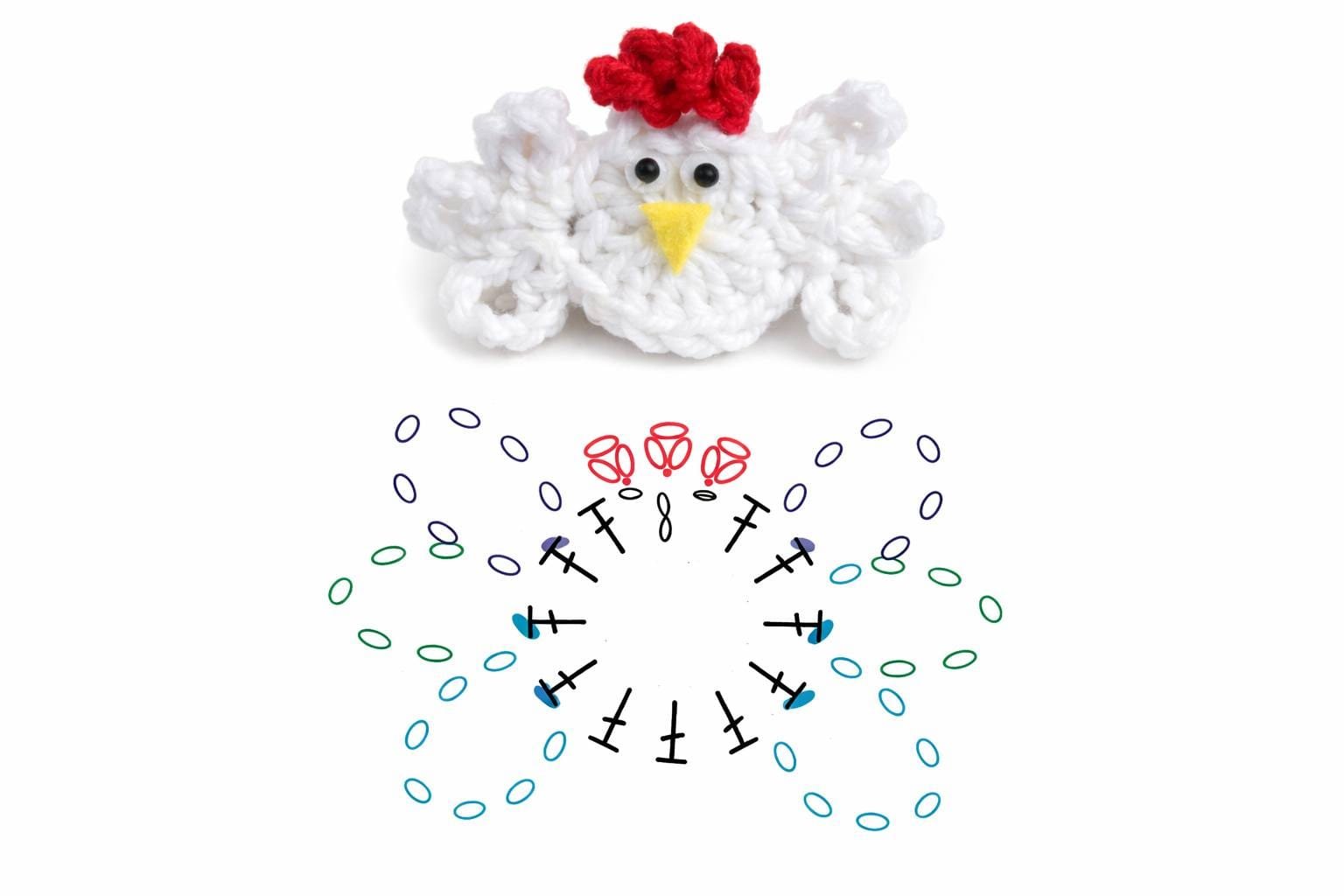 Crochet Chicken for Applique Pattern - Hand Crafted