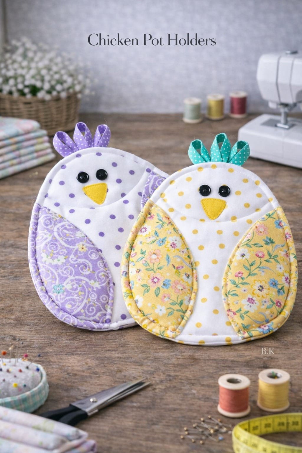 Quilted Chicken Potholder Pattern - Hand Crafted