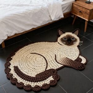Siamese Cat Crochet Rug Pattern - Hand Crafted