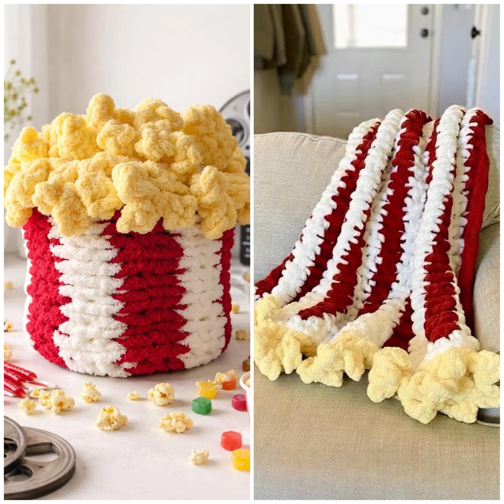 Crochet Popcorn Bucket Pattern - Hand Crafted