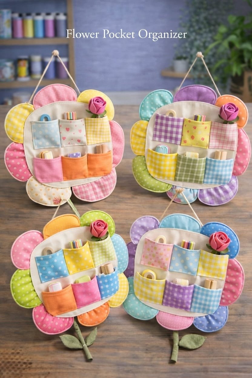 Quilted Flower Pocket Organizer Pattern - Hand Crafted