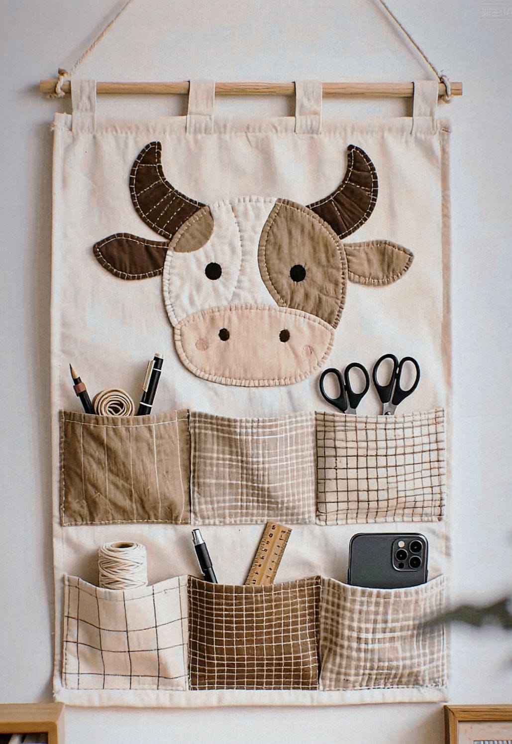 Padded Cow Head Shaped Wall Organizer Pattern - Essential Sewing Tools ...