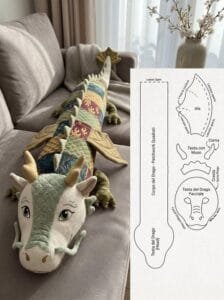 Fabric Dragon Pillow Pattern - Hand Crafted