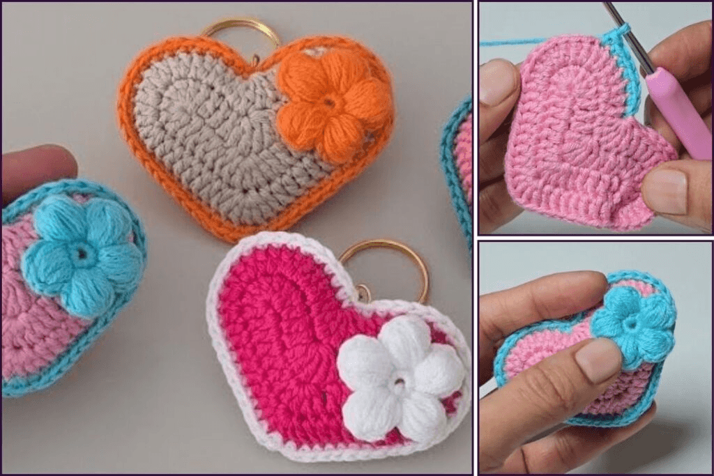 Crochet Heart Keychain Pattern - Hand Crafted