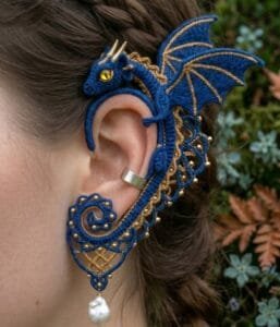 Crochet Dragon Filigree Ear Cuff Pattern - Hand Crafted