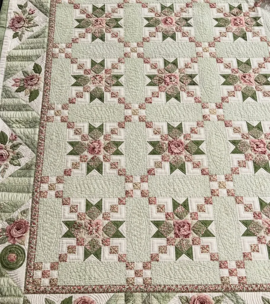 Sage & Sea Glass: The Star Chain Quilt Pattern - Hand Crafted
