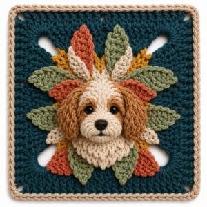 Crochet Puppy Flower Mandala Square Pattern - Hand Crafted